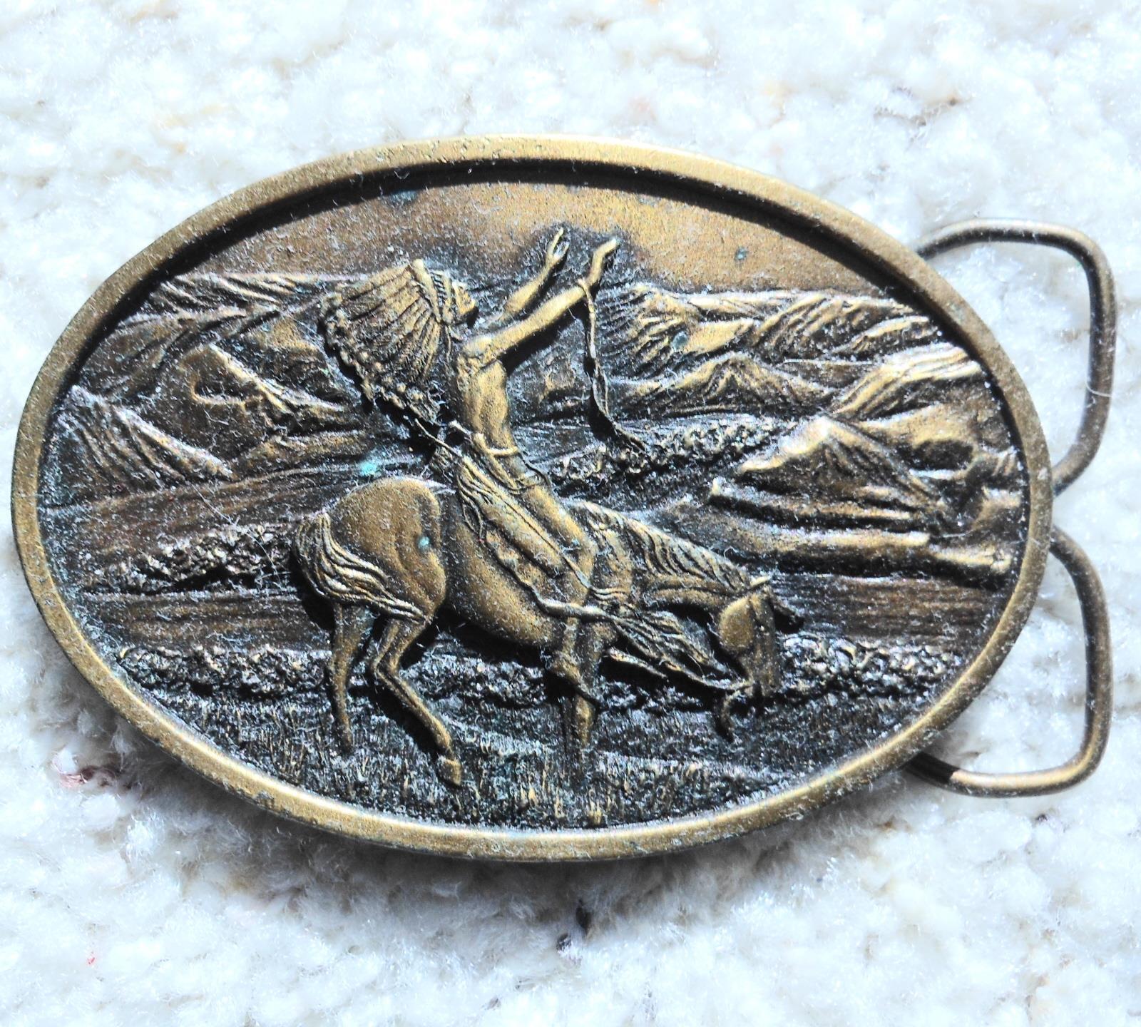 Vintage 1977 CHIEF JOSEPH of Nez Perces Brass Belt Bu… - Gem