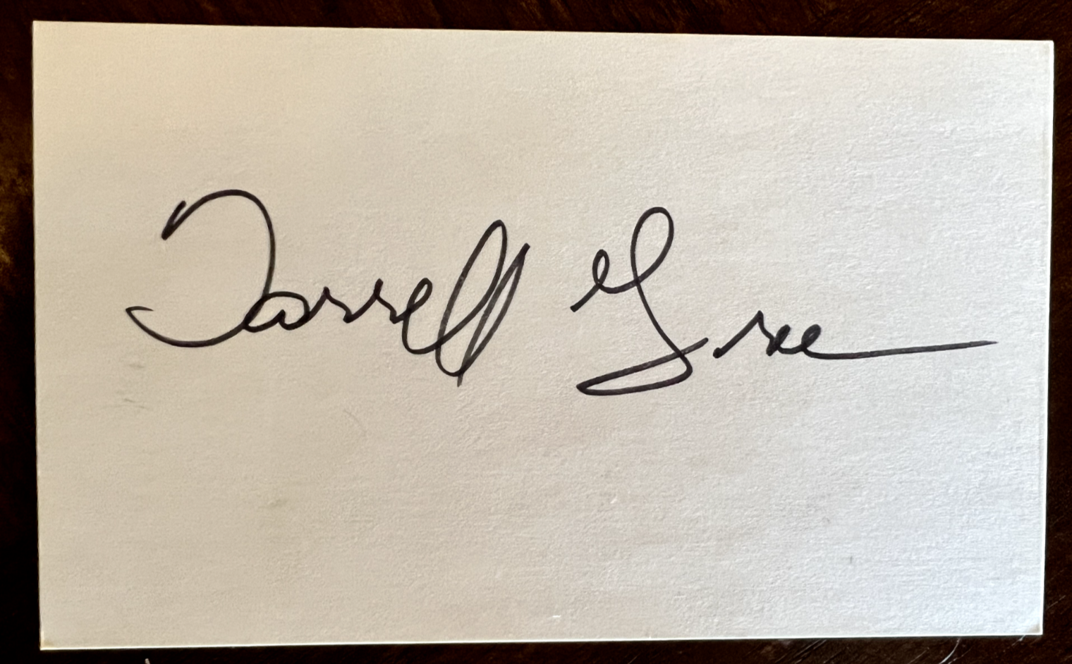 DARRELL GREEN AUTH. HOF AUTOGRAPHED 3 X 5 INDEX CARD WASHINGTON ...