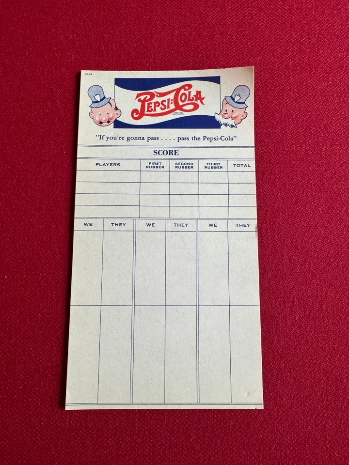 1944, PEPSI, "PEPSI POLICE" Comic Strip & "Unused" Score Sheet (Scarce ...