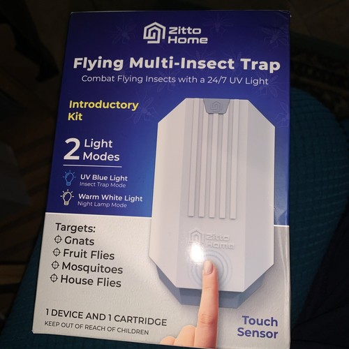 Fly Trap Indoor Starter Kit (1 Device & 1 Refill) 2 Light Modes UV Blue ...