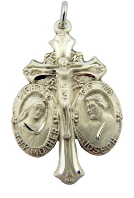 Jesus Mary and Joseph Cross 1 1/4 Inch Sterling Silver JMJ Crucifix ...