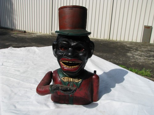 Vintage "Jolly Man" in Top Hat Cast Iron Money Box. | eBay Australia