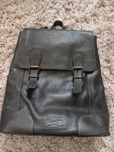 John Partridge And Co Dark Brown Leather Backpack Red Tartan Lining ...