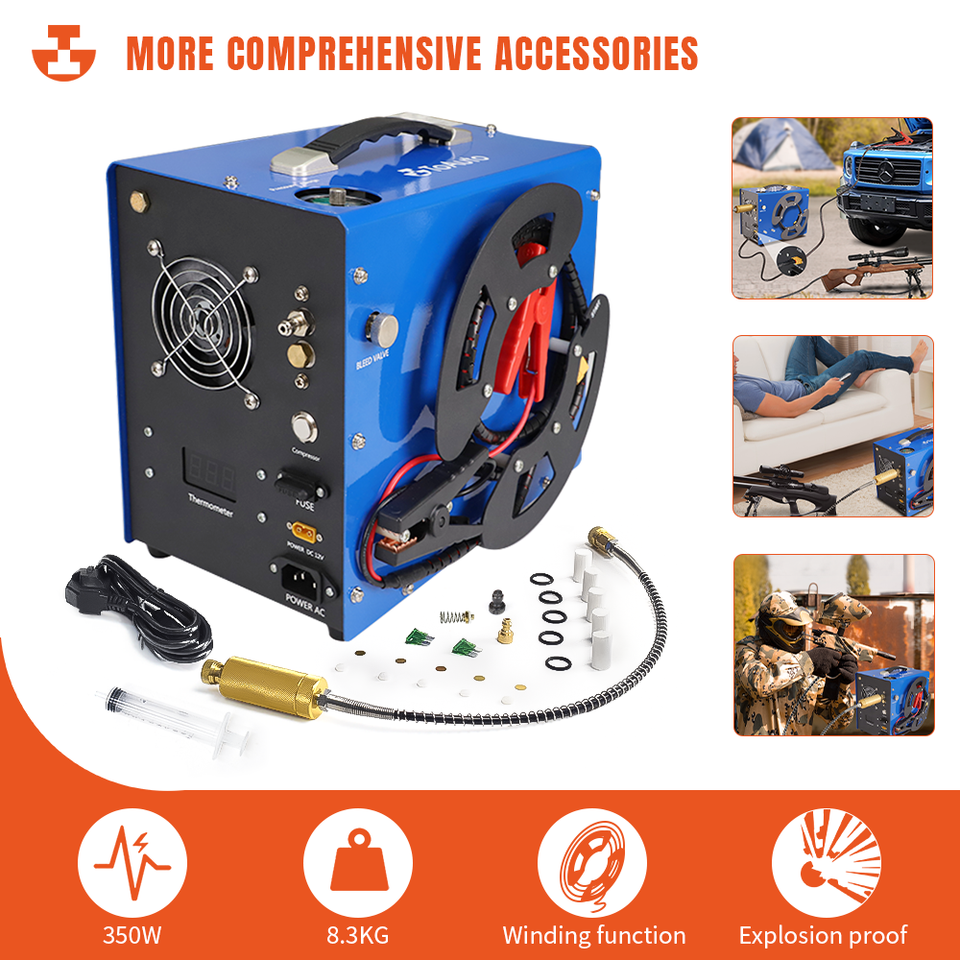 TOAUTO 30MPA 110V/12V Portable PCP Air Compressor for paintball Airgun ...