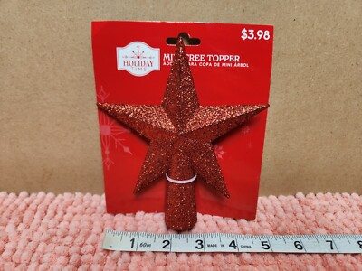 Holiday Time Mini Tree Topper Red Glitter Star Mini Tree Topper 6" NEW ...