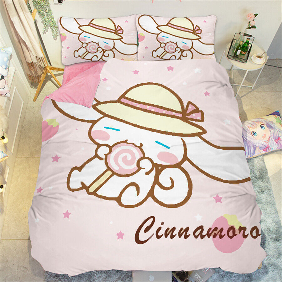 Cinnamoroll Cartoon Duvet Cover Bed Sheet Pillowcase Set for Twin Queen ...