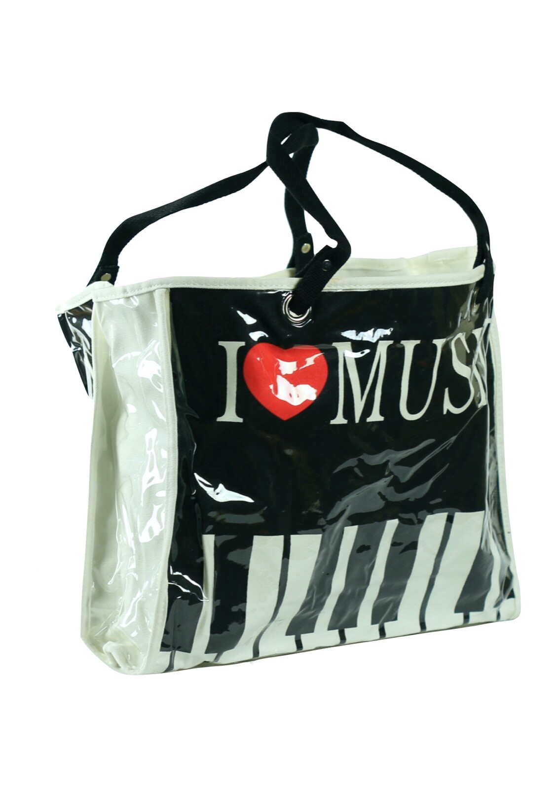 NEW I Love Music plastic canvas tote music library bag 40cm X 30cm X ...