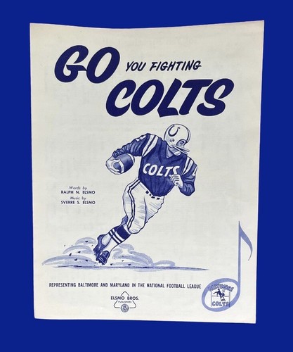 Vintage 1960 Baltimore Colts Go You Fighting Colts NFL Football Sheet ...