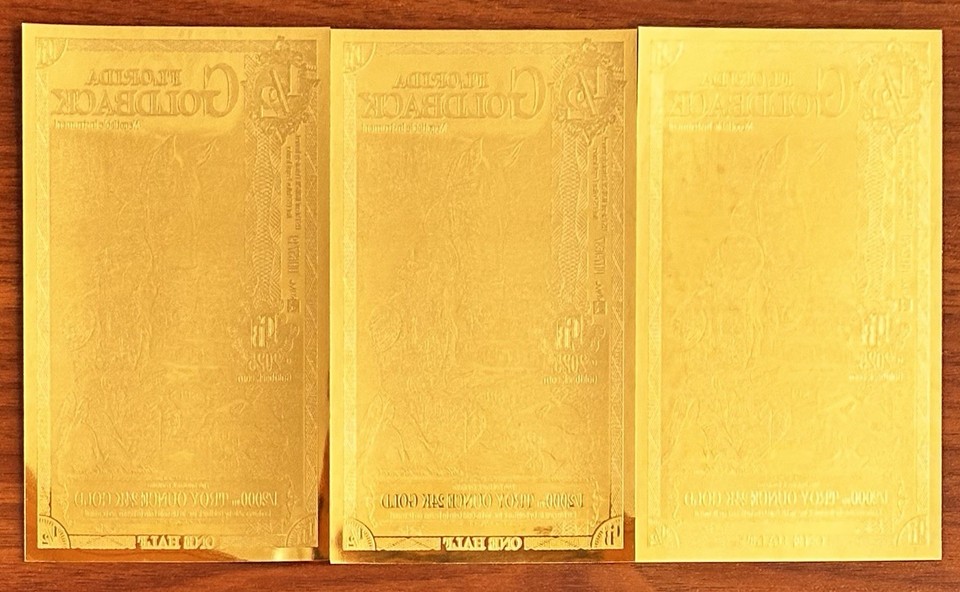 GOLD - Lot of 3 Florida 1/2 Goldback (2025 Alpha or Production) 24k ...