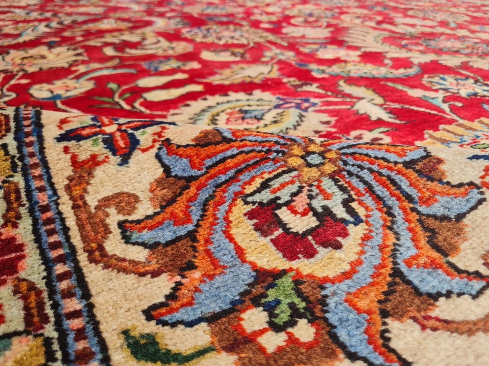 Authentic Hand Knotted Vintage Traditional Tabreez Wool Area Rug 12 x 9 ...