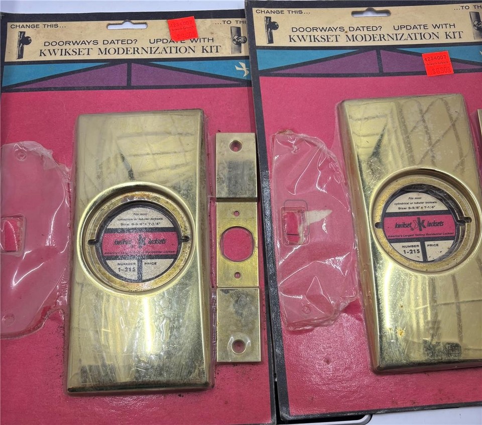 Vtg Kwikset Modernization Kit 1-215 open pkgs front door knob plates ...