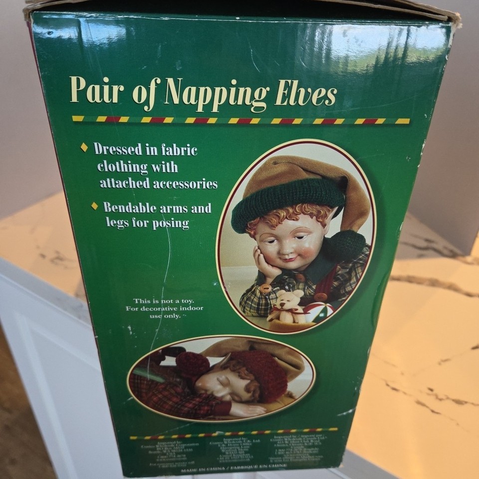 Napping Sleep Pixie Elves Christmas Posable Figurines Shelf Mantel RARE ...