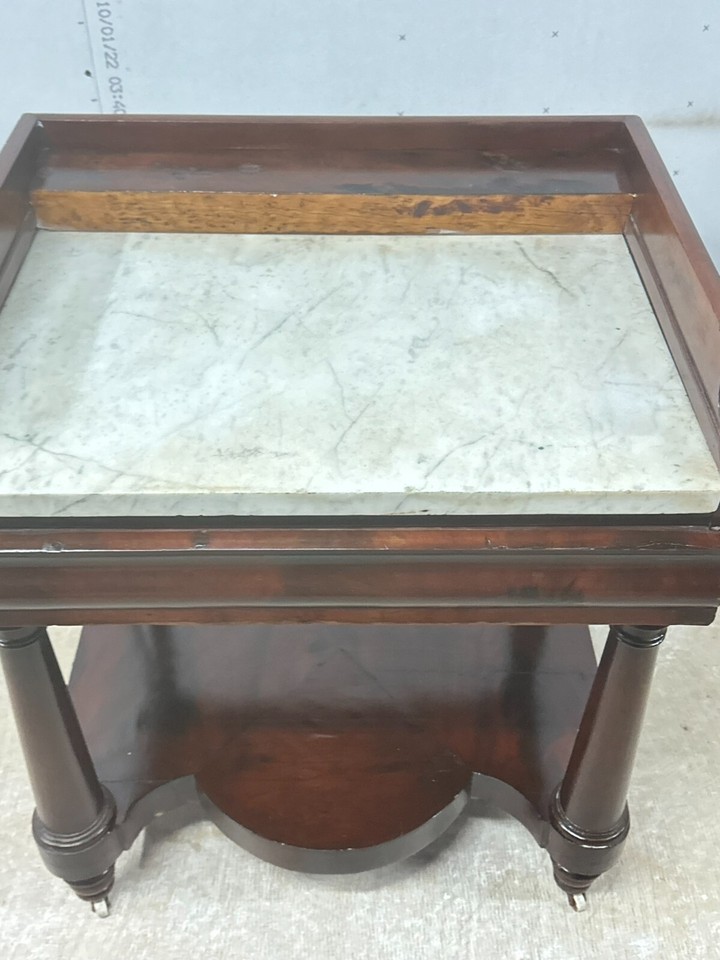 Antique NY Empire classical mixing table 1830 marble top stand mahogany ...