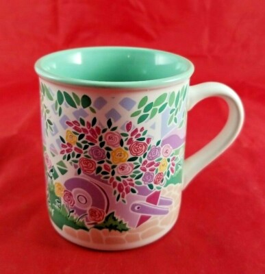 Vintage Papel Freelance Wheel Barrow Flowers Ceramic Coffee Tea Cup Mug ...