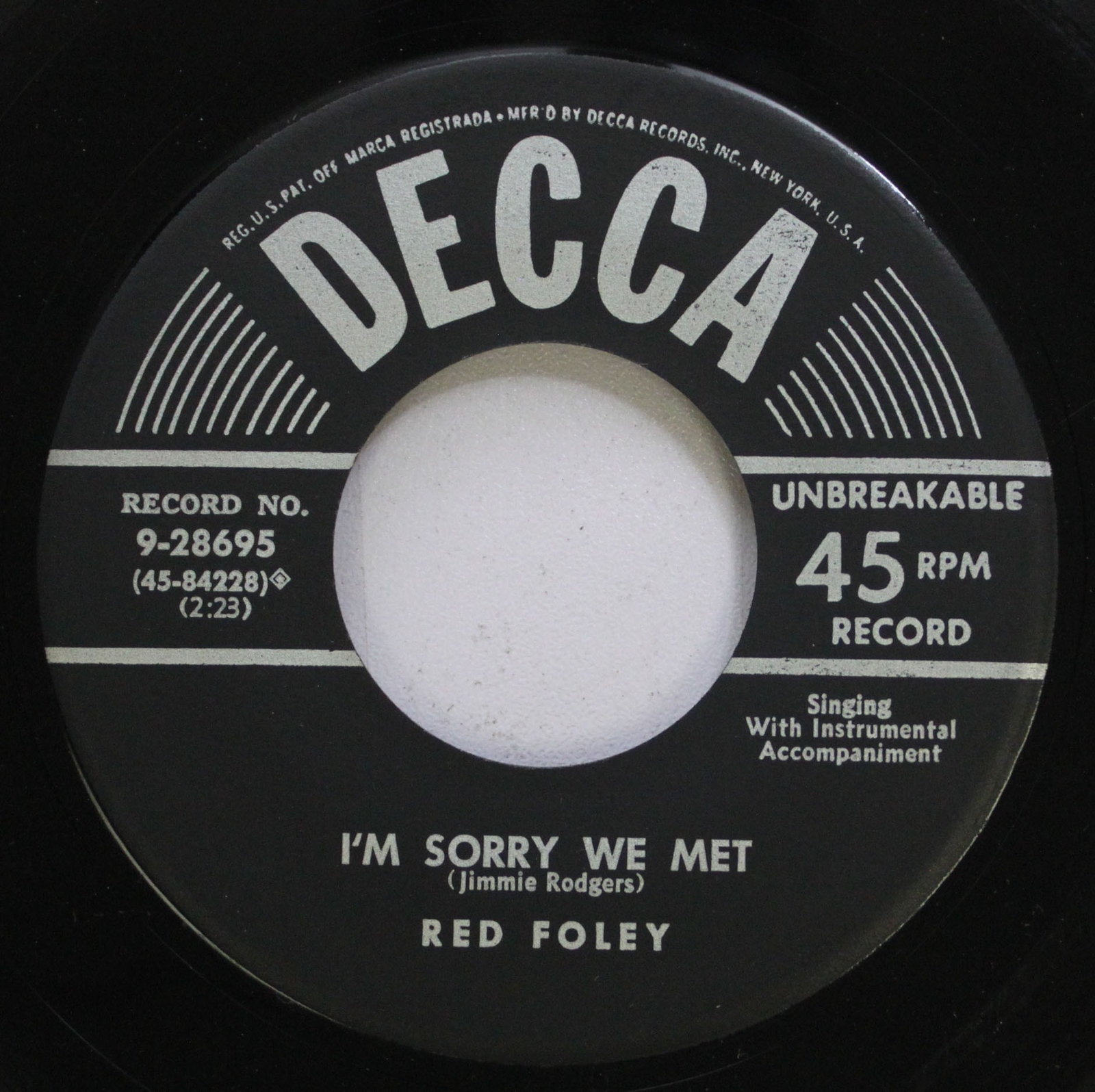 Country 45 Red Foley - I'M Sorry We Met / Treasure Untold On Decca | eBay