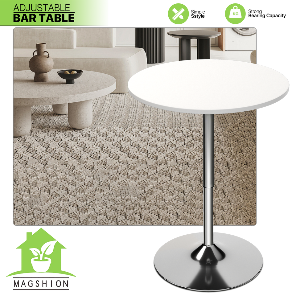 Bistro Pub Bar [360-DEGREE SWIVEL] Round Table Adjustable Height Wooden ...