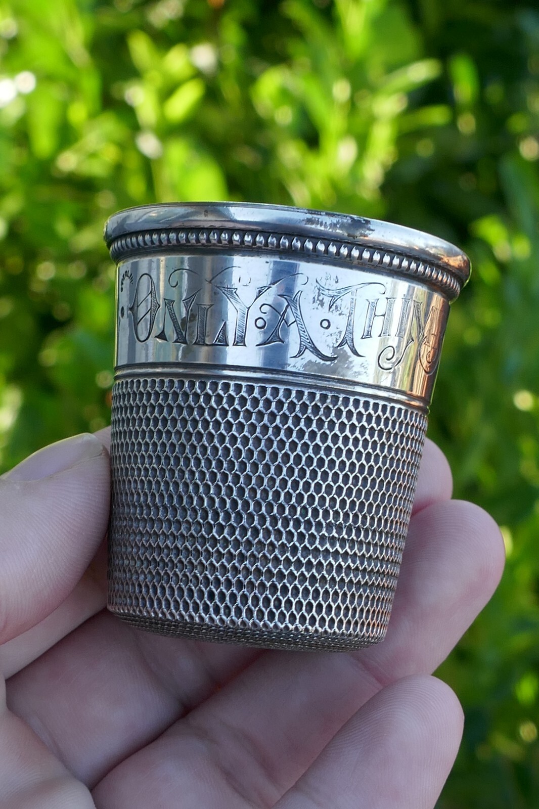 Antique Sterling Silver "Only A Thimble Full" Shot Glass | eBay