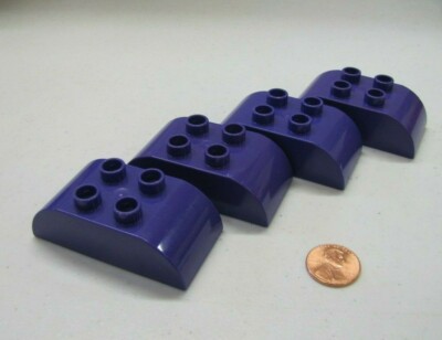 Lego Duplo Block Dark Purple 2X4 Curved Top Brick 4 Block Lot Building ...