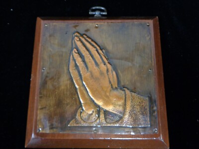 Vintage Mid-Century Hammered Copper Praying Hands Plaque Picture - 5"x5 ...