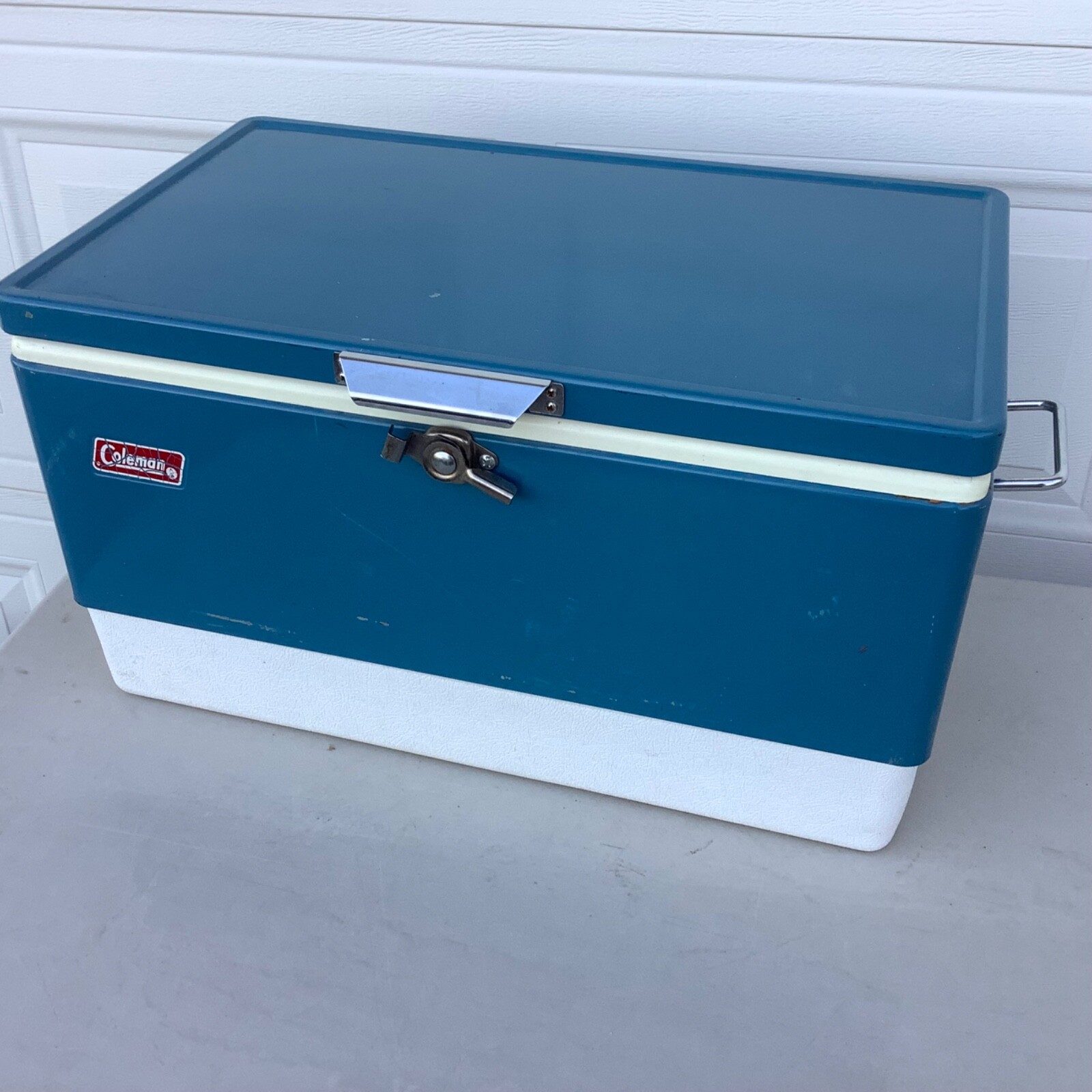 Vintage Coleman 1970's Blue Metal Ice Chest Cooler