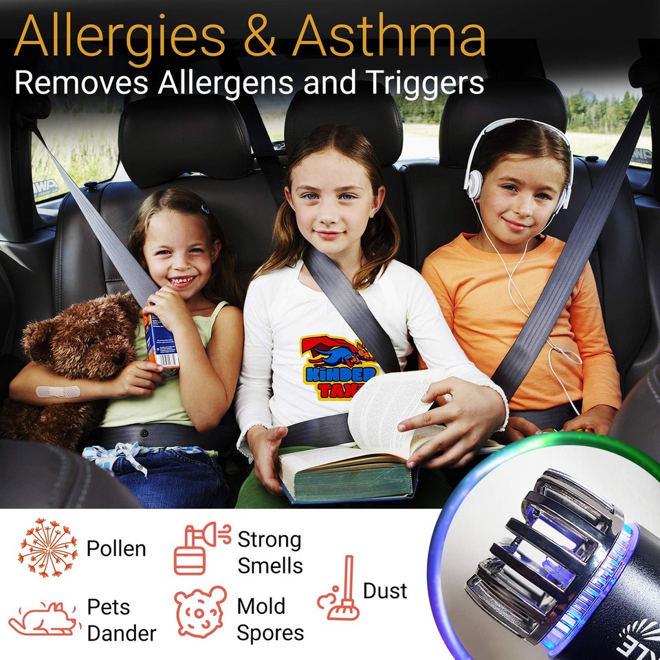 Car Air Purifier Ionizer - 12V Plug-in Ionic Anti-Microbial Car ...