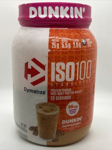 Dymatize ISO100 100% Whey Protein Isolate, Dunkin’ Cappuccino, 1.3 lb ...