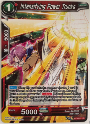 INTENSIFYING POWER TRUNKS Dragon Ball Super Card TCG BT4-012 UC | eBay
