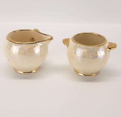 Vintage Gold&Cream Color Iridescent Sugar & Creamer Set | eBay