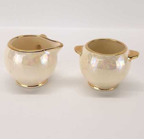 Vintage Gold&Cream Color Iridescent Sugar & Creamer Set | eBay