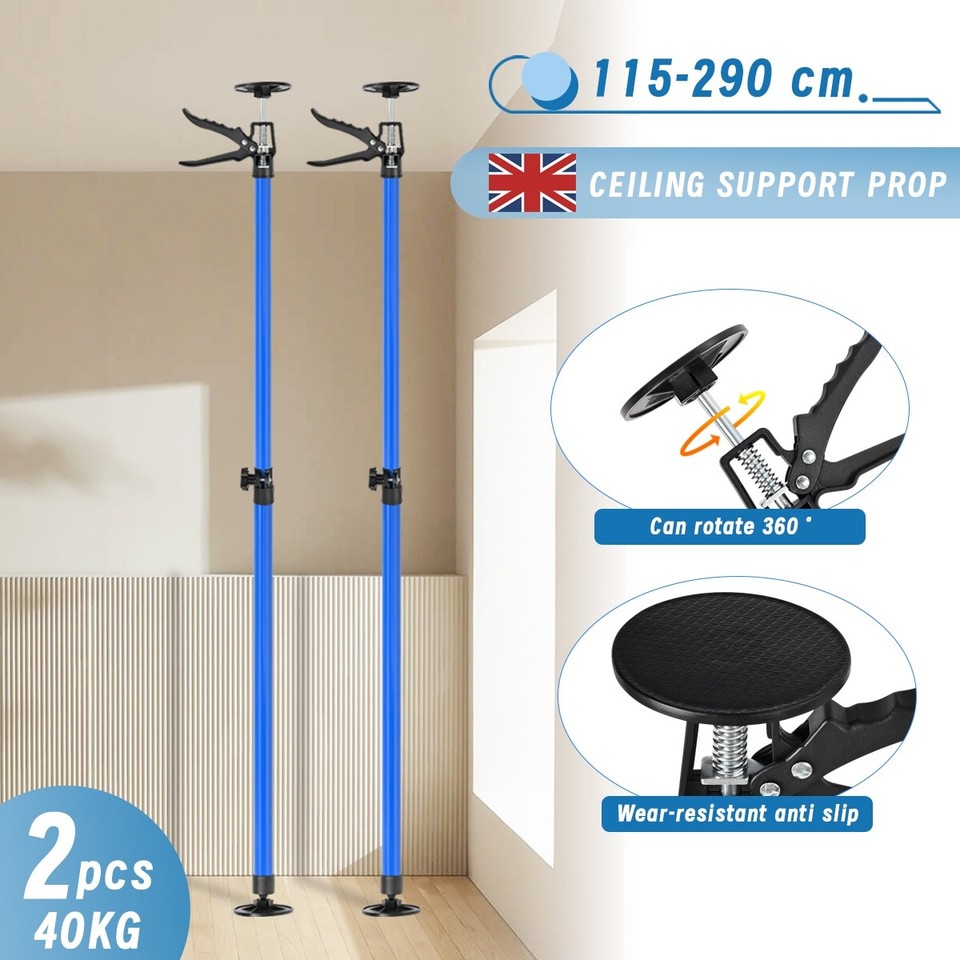 2x Drywall Plasterboard Builder Ceiling Easy Support Props 115-290cm ...