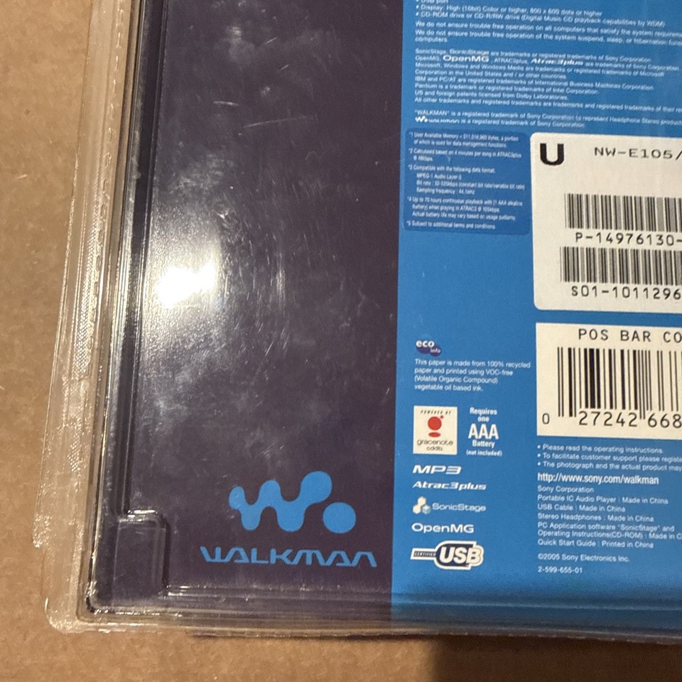 Sony Walkman NW-E105 Blue ( 512 MB ) Digital Media Player, BRAND NEW ...
