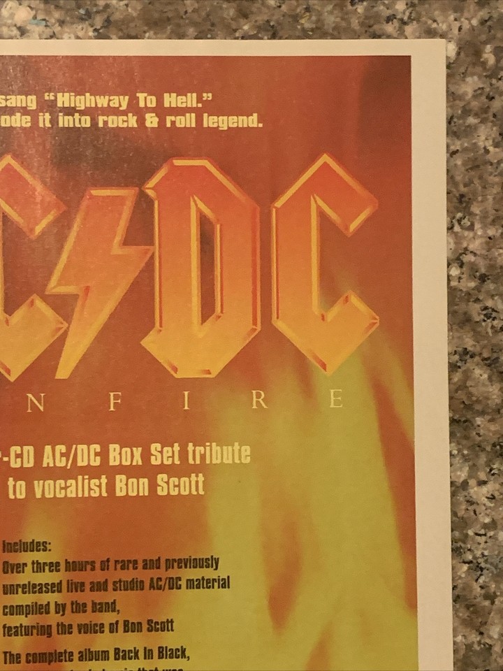 1997 AC/DC Bonfire VTG 1990s PRINT AD Promo Box Set Release - Bon Scott ...