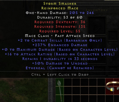 D2r rare reinforced mace 2combat skill 237ed fool mod erep eth rep-non ...