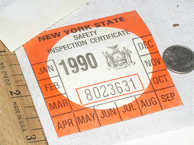 1 VINTAGE NOS 1990 NY N.Y.S NEW YORK STATE CAR AUTO SAFETY INSPECTION ...