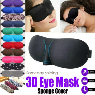 Eye Mask Soft Padded 3D Sleep Sponge Masks Cover Travel aid Rest ...
