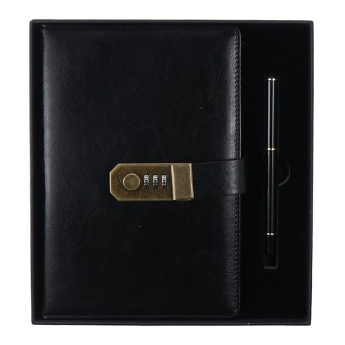 Black Brown Lockable Loose Leaf Password Book Lock Hand Book Office | eBay