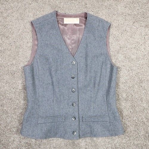 Pendleton Petite Womens 12 Button-Up Vest Gray Sleev… - Gem