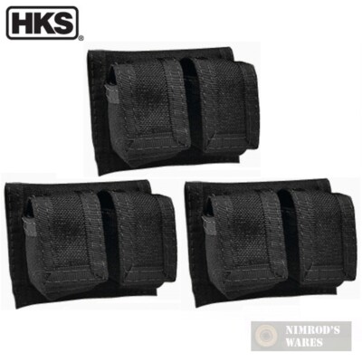 THREE HKS 100B Universal Speedloader POUCHES Cordura BLACK NEW FAST ...
