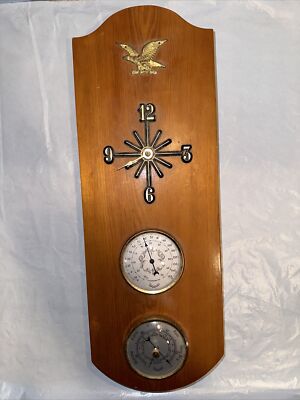 VINTAGE RARE Daymaster Thermometer & Barometer Weather Station Clock ...