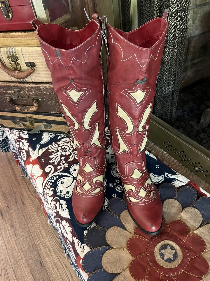 Primitive Cowboy Boots For Decorating. 17-1/2” Tall Size 9 | eBay