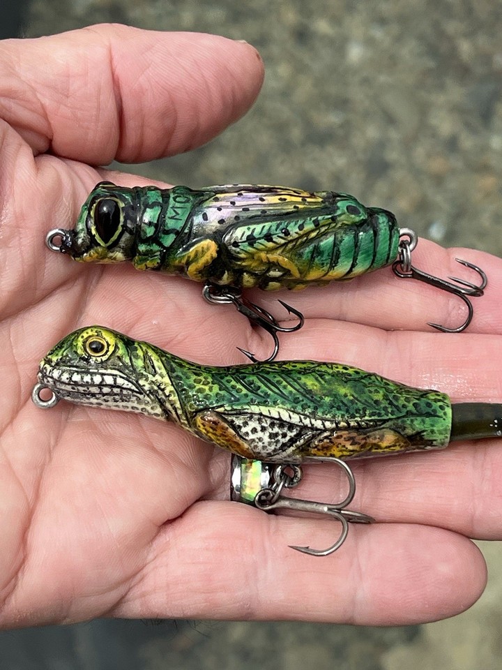 Moreau Baits 2 New Grasshopper Lizard Topwater Largemouth Bass Fishing ...