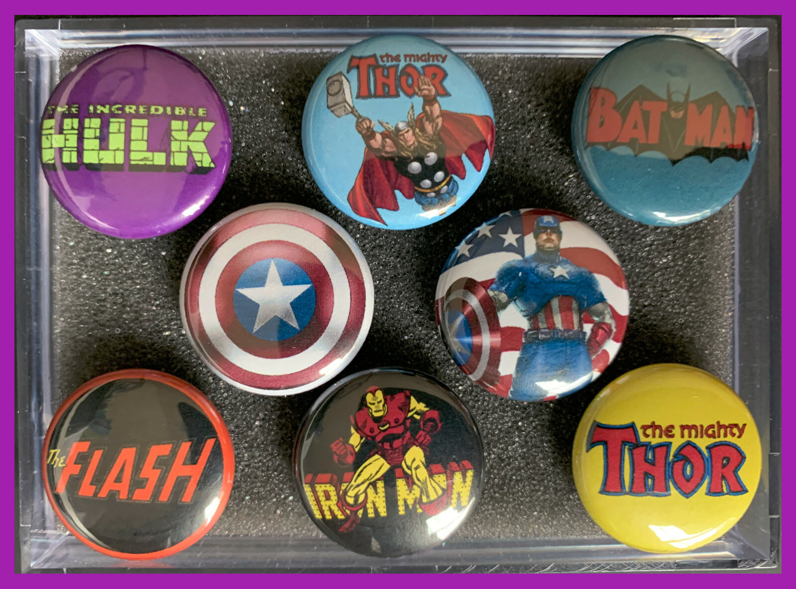 Superhero Collection Group A • Set of 8 (Eight) 1.0 inch Round CERAMIC ...