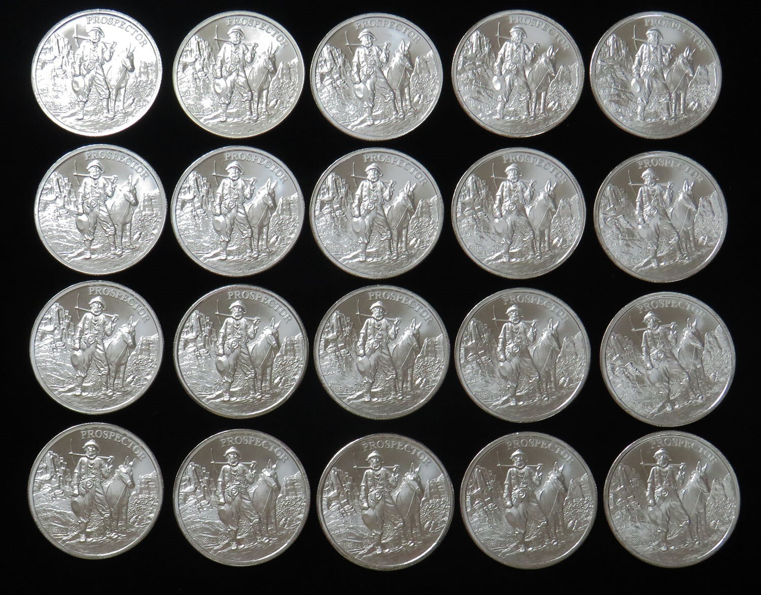 PROSPECTOR & JACKASS 1 OZ 999 FINE SILVER ROUNDS ROLL OF 20 | eBay