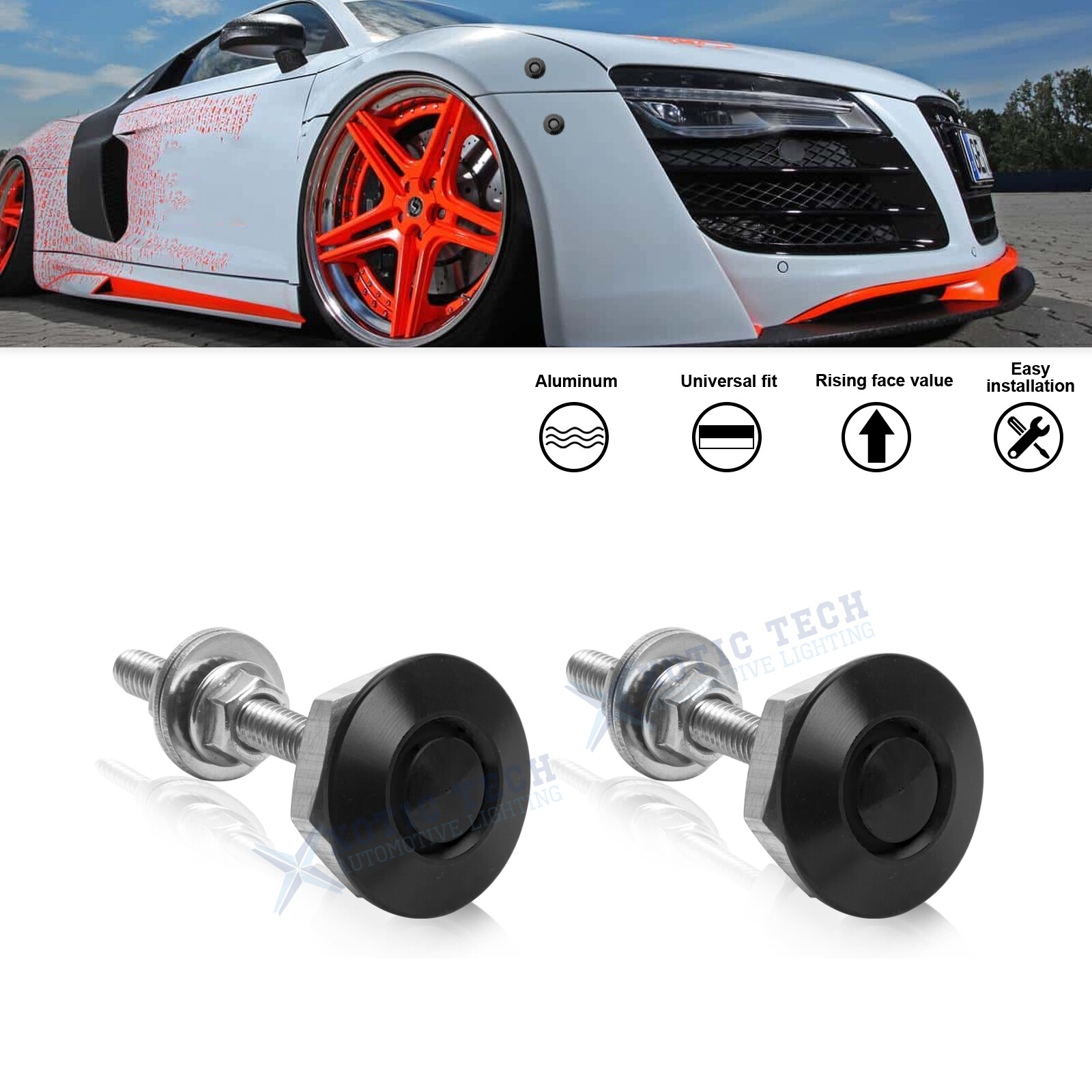 2Pcs Push Button Bumper Hood Quick Release Fastener Security Lock Pin ...