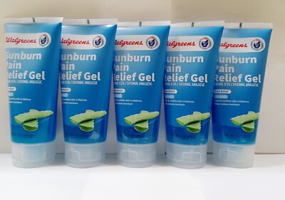 (5 Pack) Walgreens Sunburn Relief Gel Menthol Minor Burns, 6 oz Exp 06/ ...