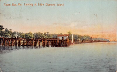 CASCO BAY MAINE~LANDING AT LITTLE DIAMOND ISLAND~1908 PHOTO POSTCARD | eBay