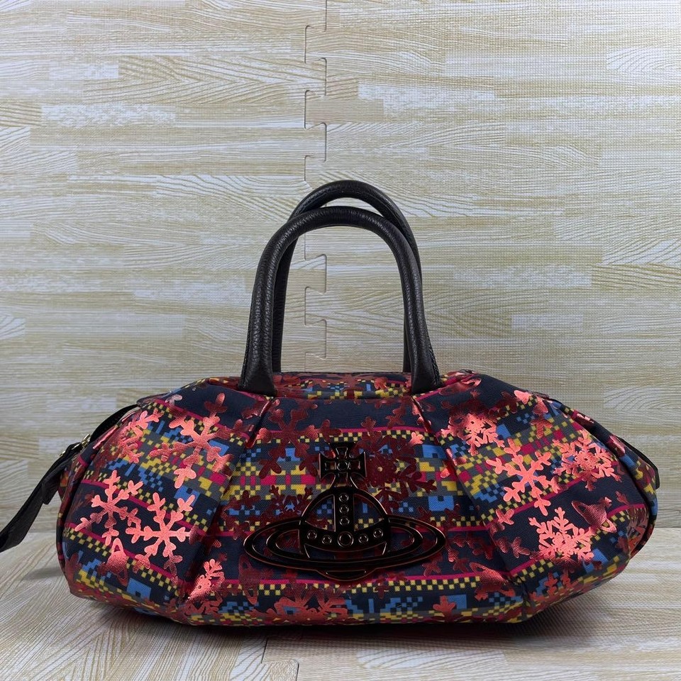 Vivienne Westwood Handbag Canvas Red Metallic multicolor Orb Condition ...