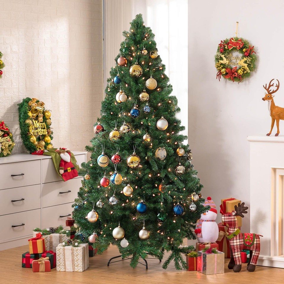 6ft Artificial Christmas Tree 1000 Tips Easy Assembly Xmas Tree with ...