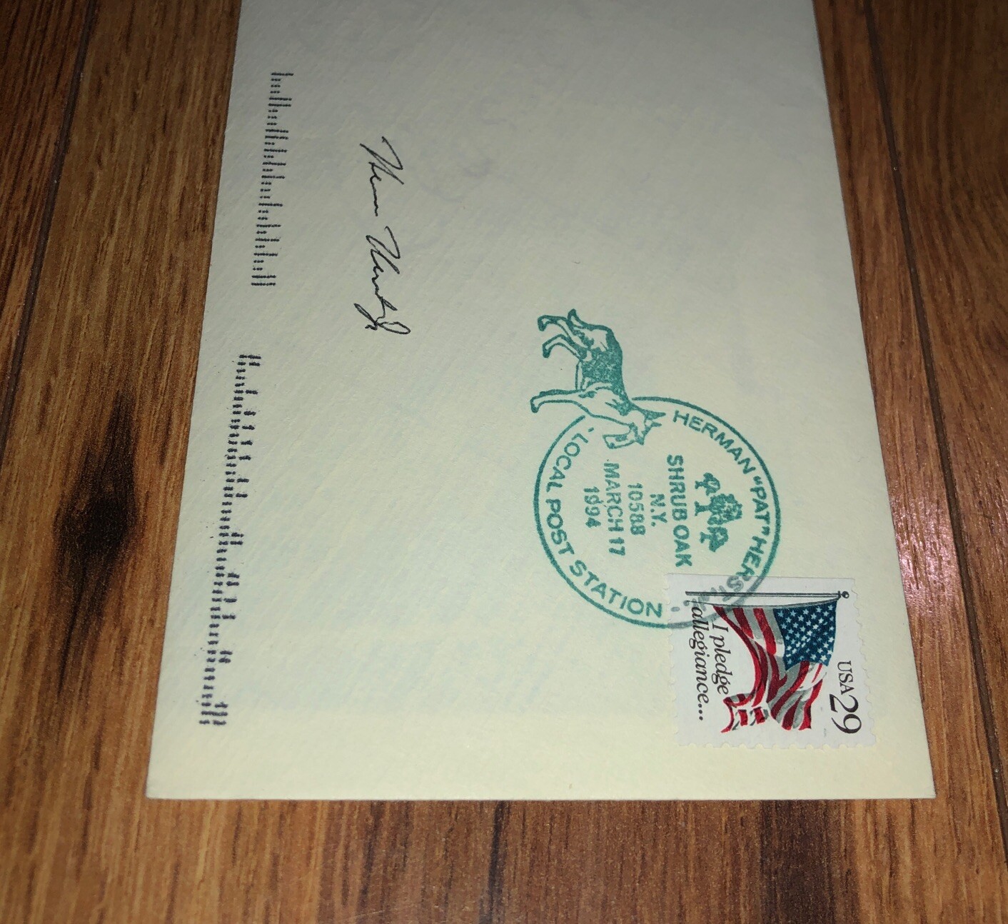 1994 Shrub Oak Herman Pat Herst Jr Signed First Day Envelope Cover Rare ...
