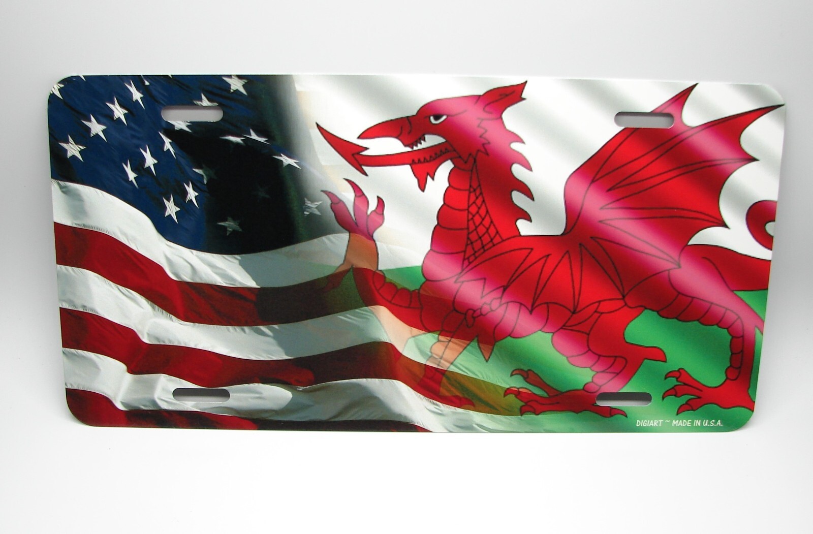 WELSH, WALES FLAG AMERICAN FLAG METAL CAR NOVELTY LICENSE PLATE WELSH ...